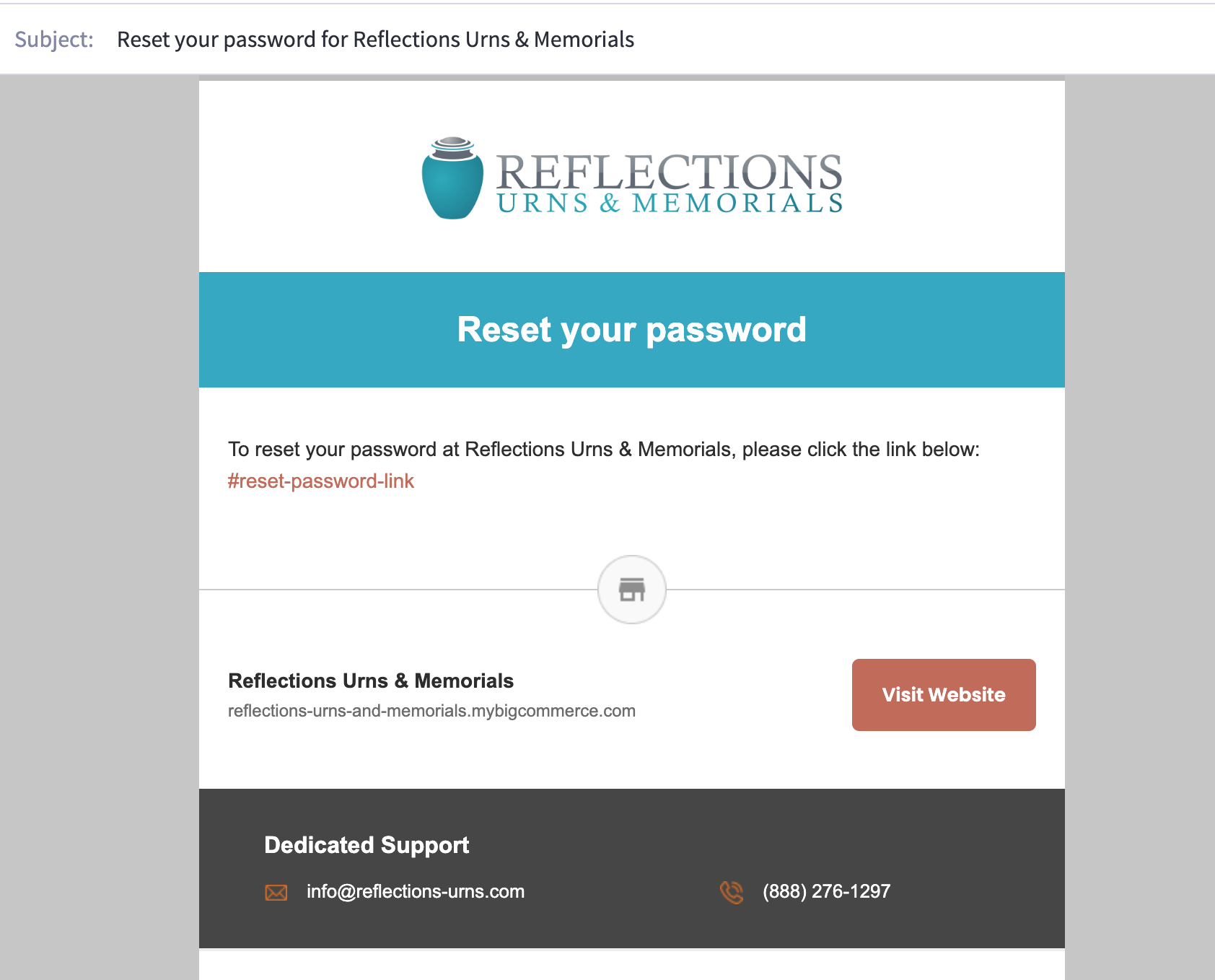Website Guide: Reset Your Password - Reflections Urns & Memorials Website Guide: Reset Your Password - Reflections Urns & Memorials